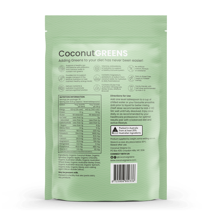Coconut Greens – 2-Pack (2 × 250g Pouches, 60 Serves, Save 10%)